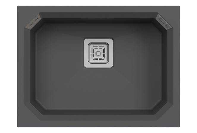 Carysil Crystal Series 2418 Graphite Finish 24x18x8 Inch (609.6x457.2x203.2 mm) Single Bowl ...