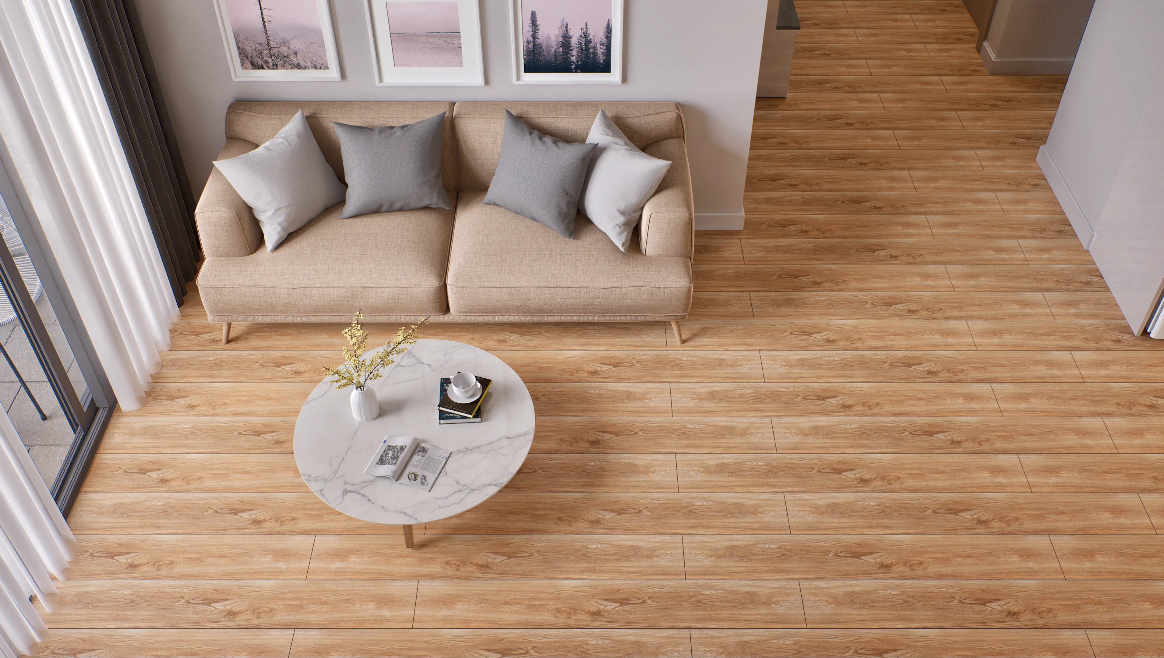 Bright Living Room with Light Wood Flooring