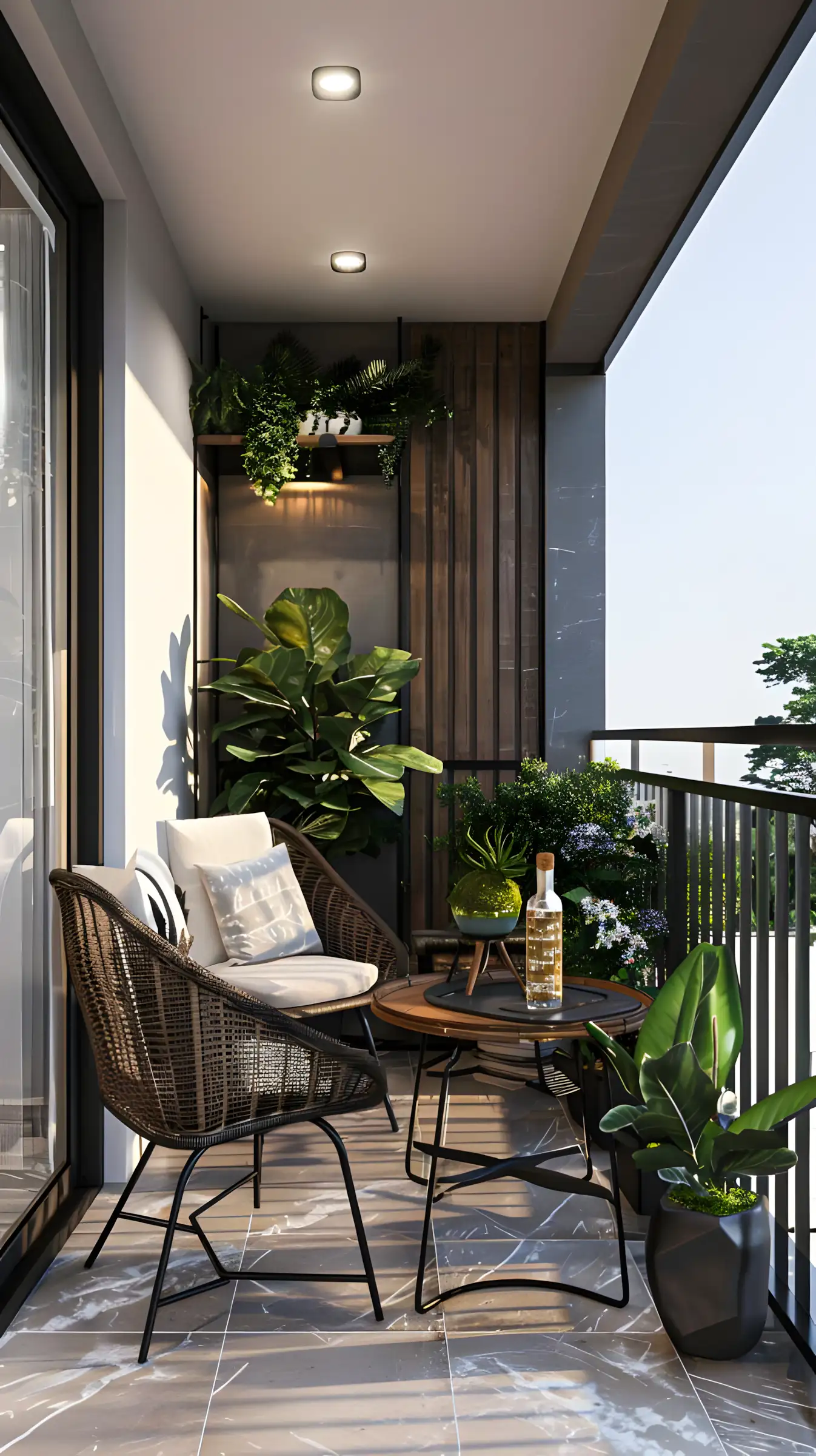 Cozy Balcony Oasis with Contemporary Decor