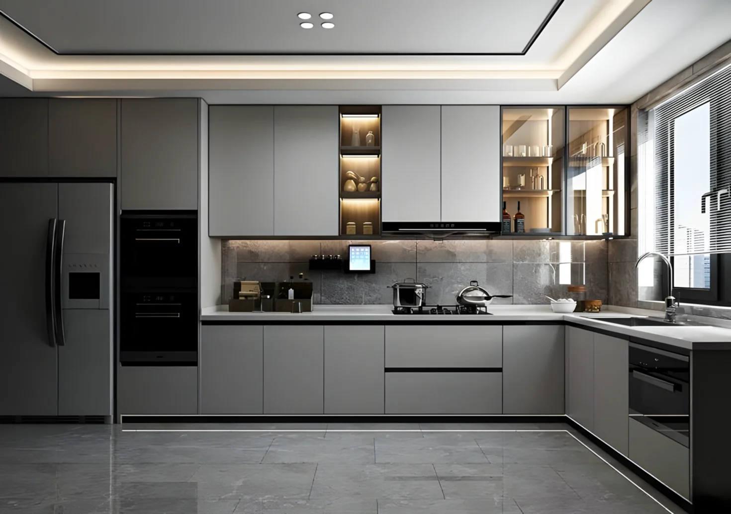 Modern Grey Laminate Kitchen
